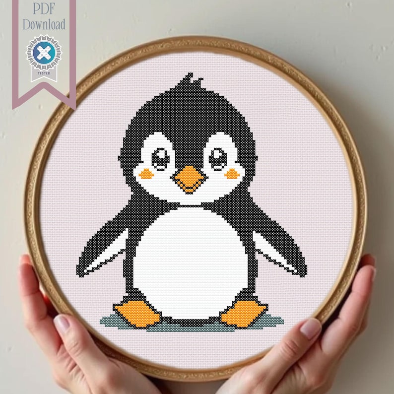Penguin Cross Stitch Pattern for Kids Room Instant PDF Download ...