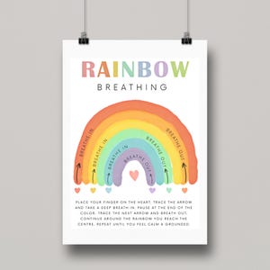 Rainbow Breathing Exercise Poster: Kid's Mindfulness Print (digital ...