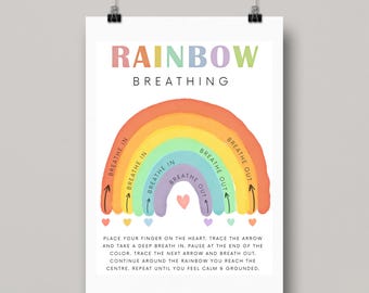 Rainbow Breathing Exercise Poster: Kid's Mindfulness Print (digital ...