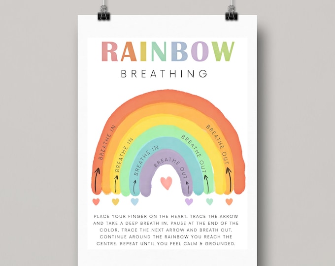 Rainbow Breathing Exercise Poster: Kid's Mindfulness Print (digital ...