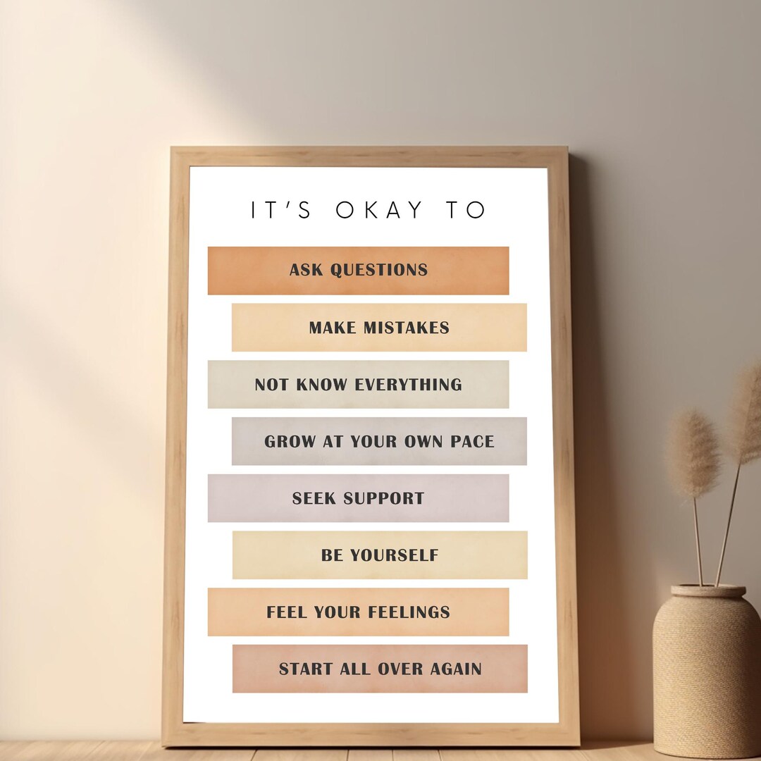 It's Okay to Printable Poster | Positive Affirmation Classroom Wall Art ...