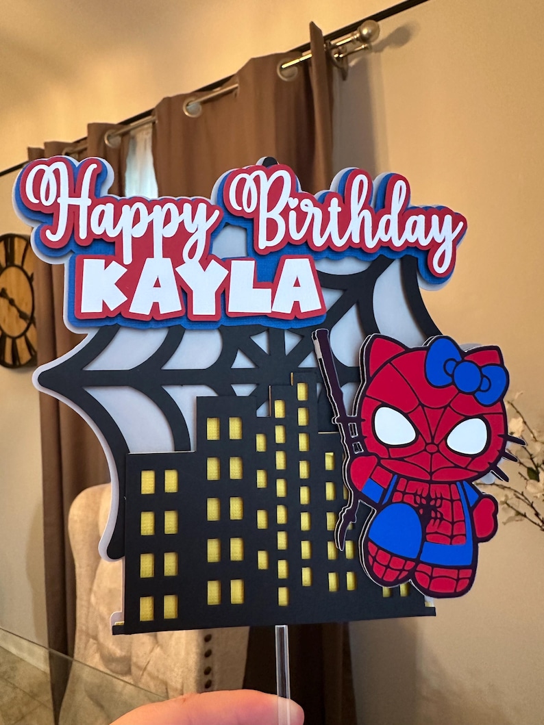 Spidey Hello Kitty Birthday Cake Topper - Etsy