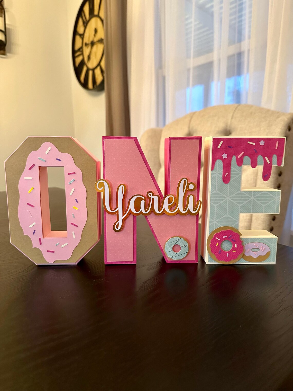 Custom 3D Letters, Party Favors, First Birthday, Donut Birthday, 3d ...
