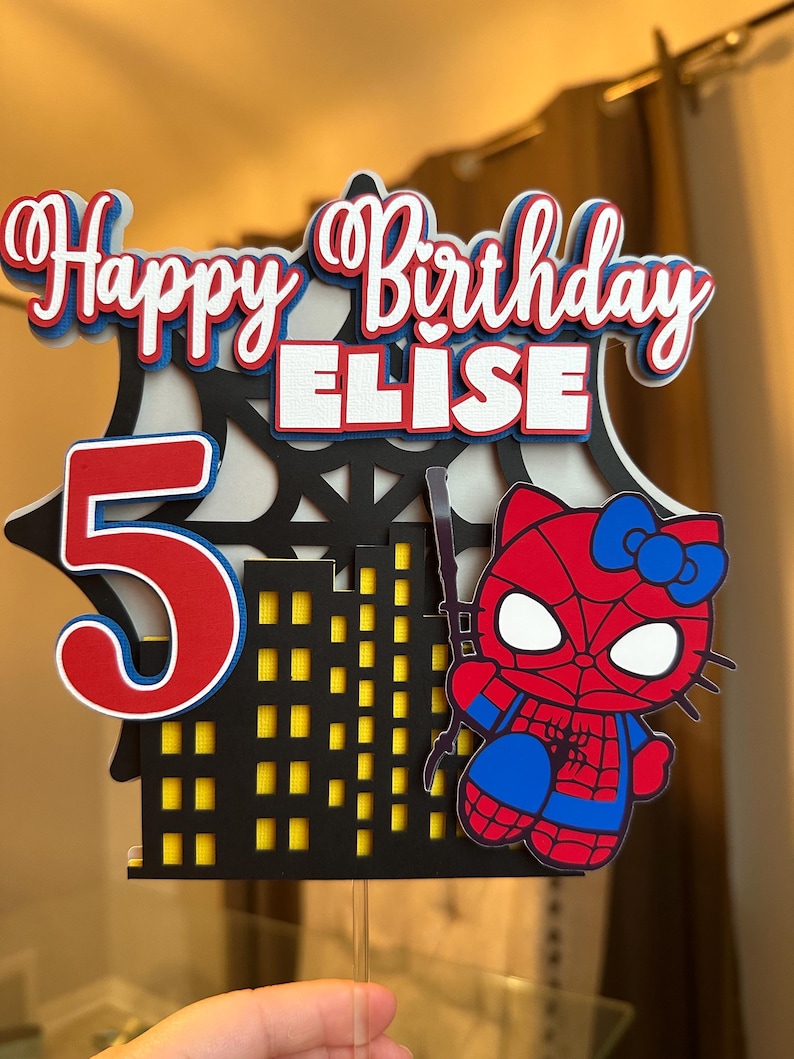 Spidey Hello Kitty Birthday Cake Topper - Etsy