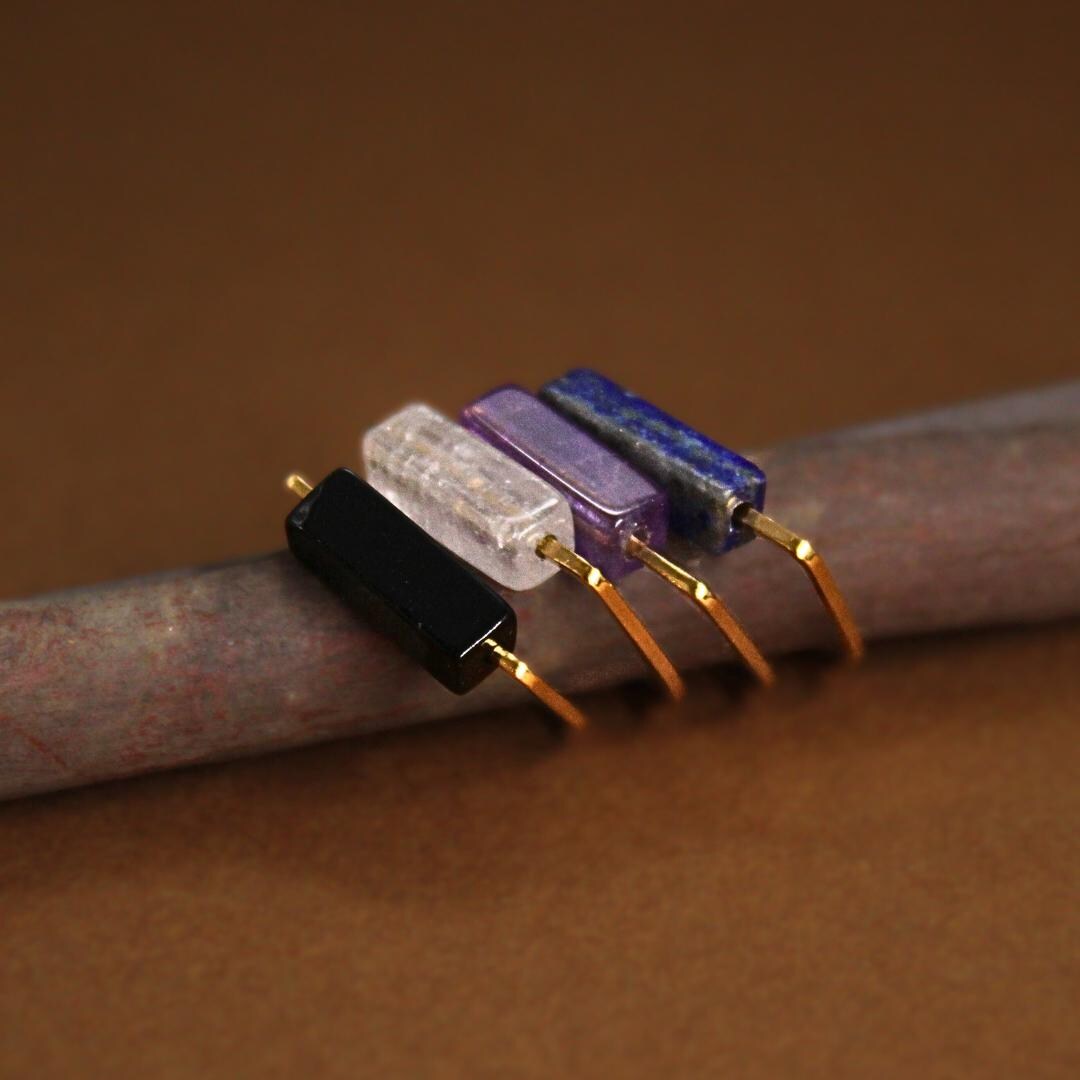 BAHAUS Ring With Natural Stones: Onyx, Quartz, Lapis Lazuli, Amethyst ...