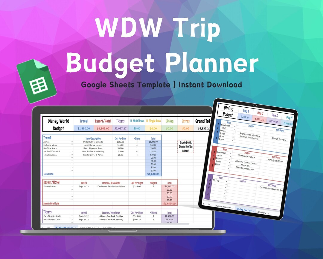 WDW Trip Budget Planner - Etsy