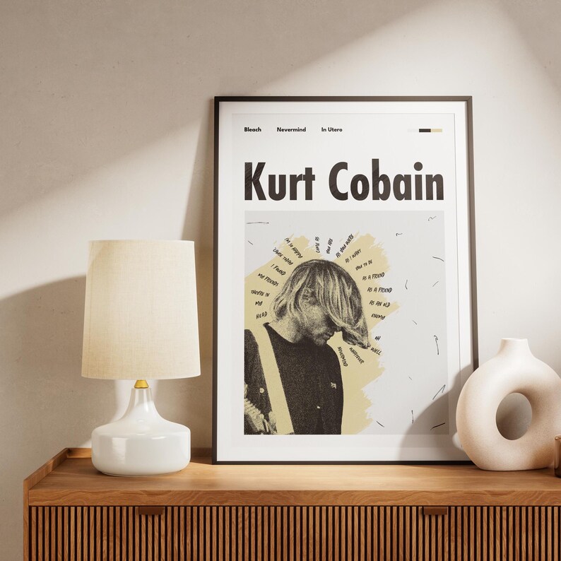 Kurt Cobain Poster, Kurt Cobain Wall Art, Music Poster, Wall Decor ...