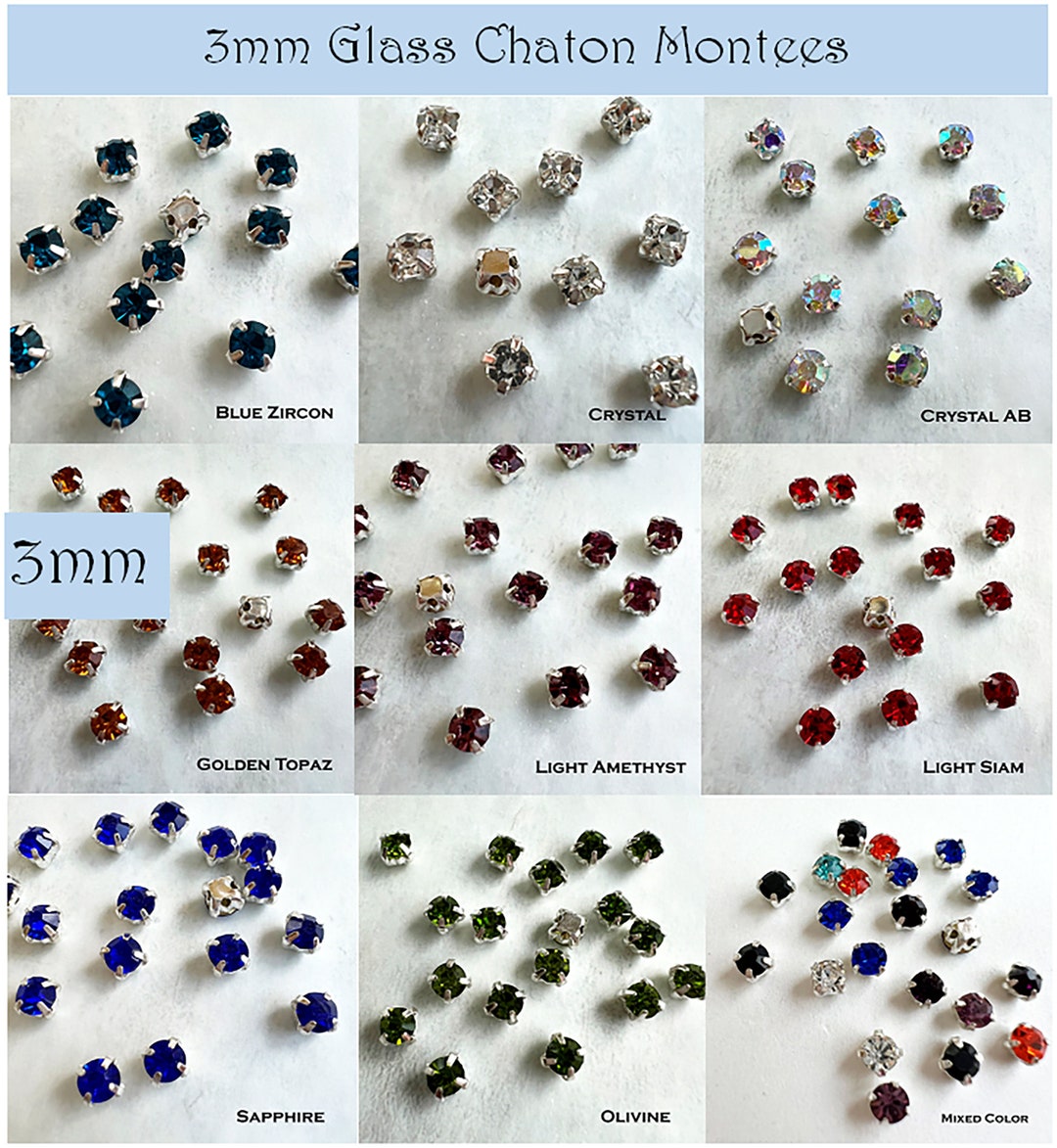 3mm (12ss) Chaton Montees Glass - Choose Quantity & Color - Etsy