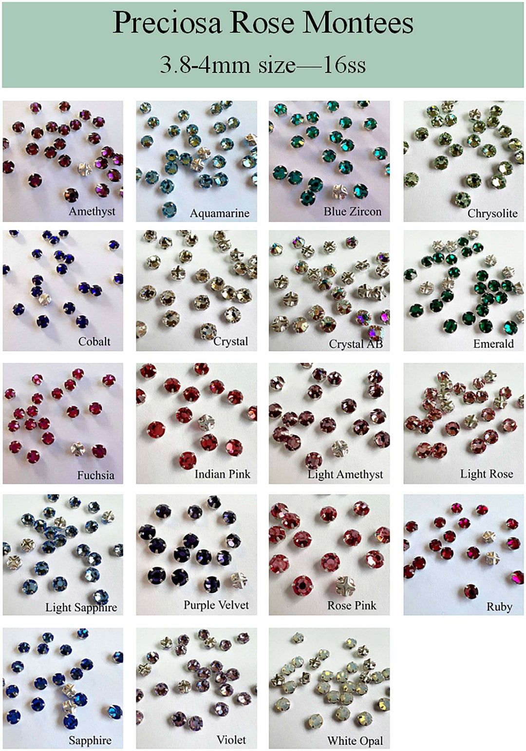 Preciosa Rose Montees 16ss 3.8-4mm Choose Color - Etsy
