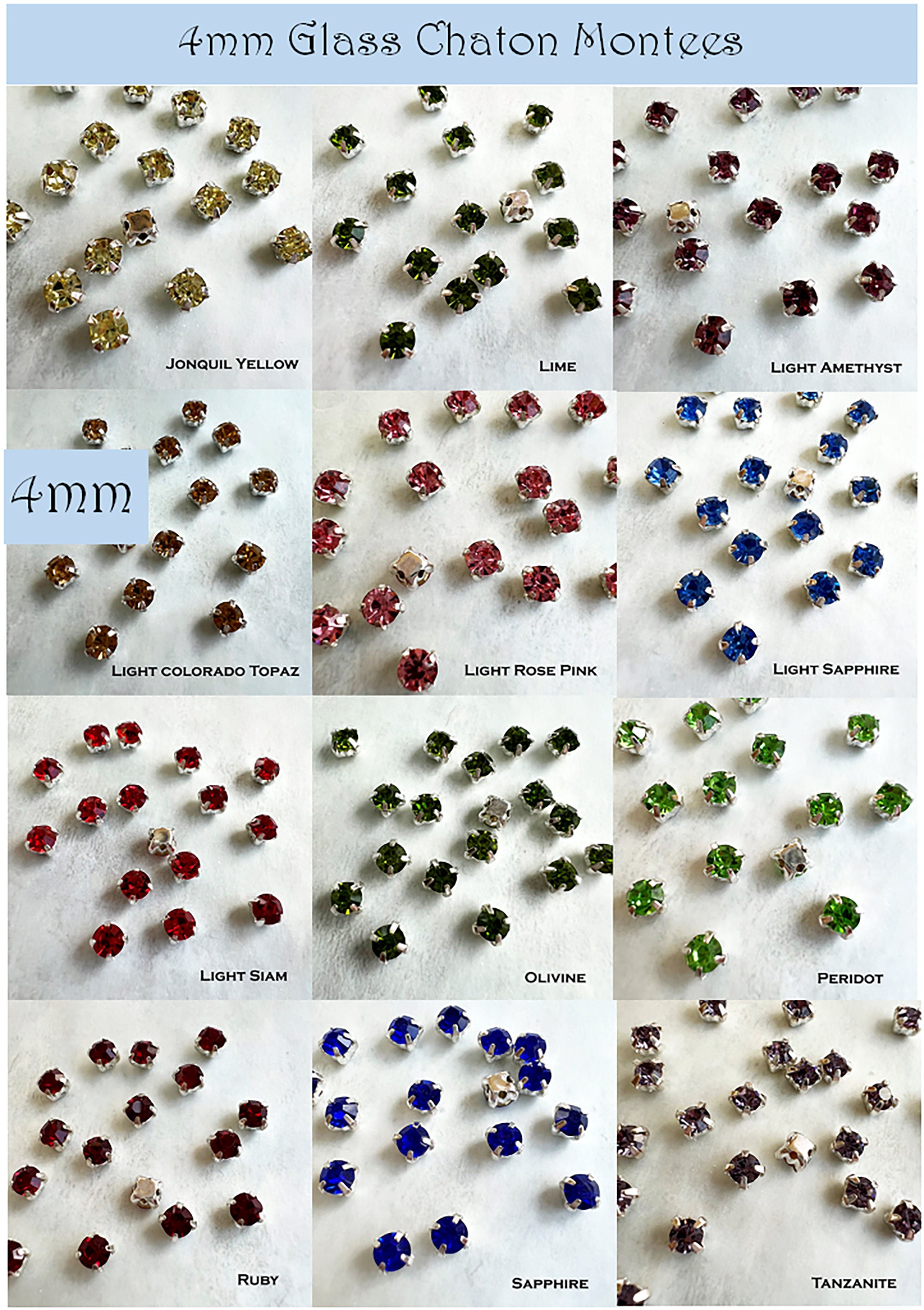 Chaton Montees Glass 4mm (16ss)- Choose Color & Quantity - Etsy