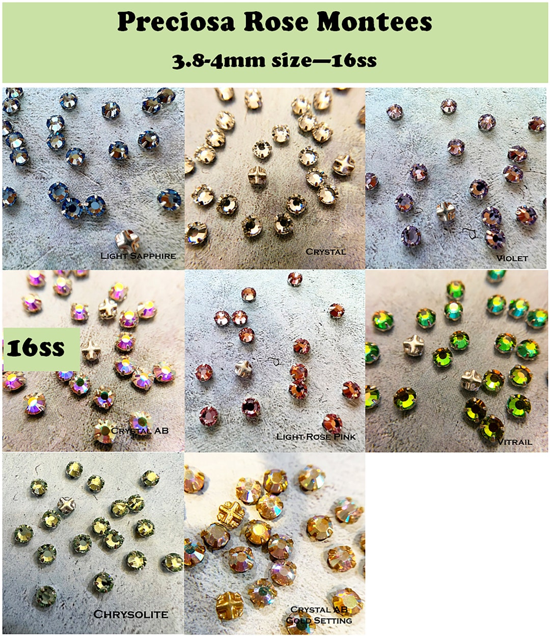 Preciosa Rose Montees 16ss 3.8-4mm Choose Color - Etsy