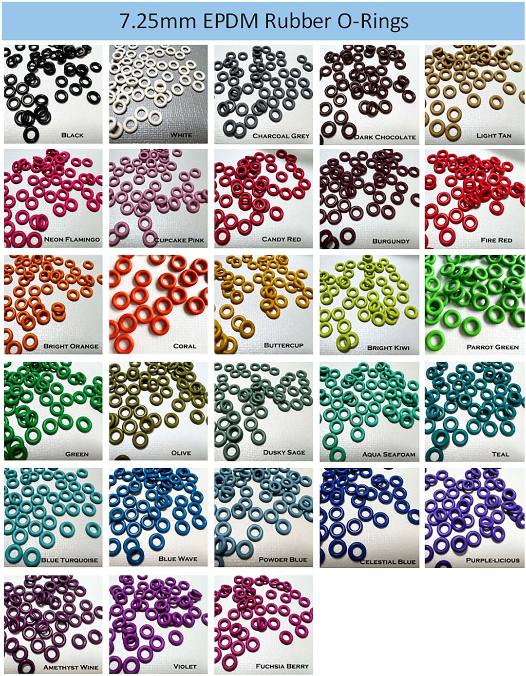 7.25mm EPDM Rubber O-rings (ID: 3.7mm) - Choose Color and Quantity - Etsy
