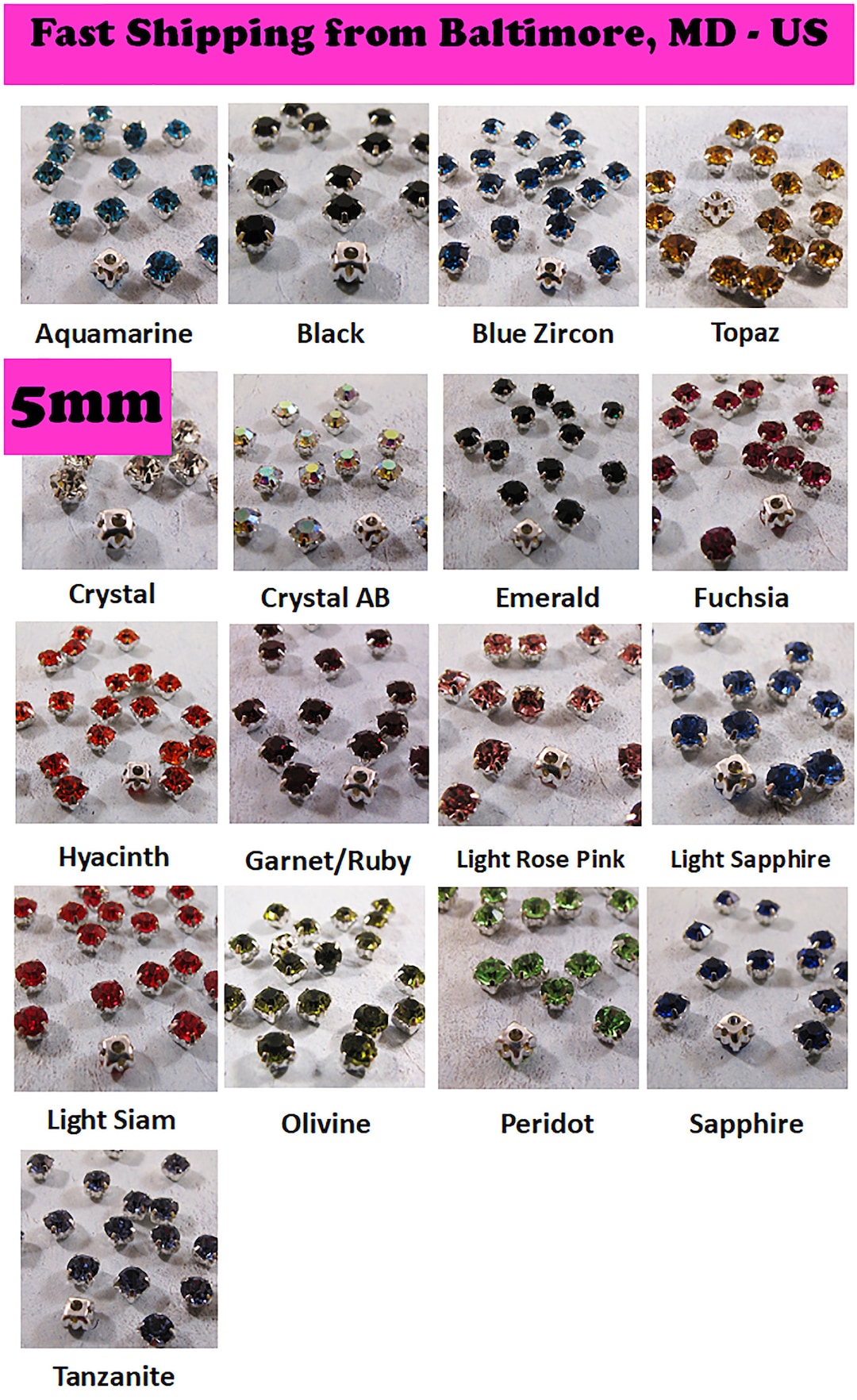 5mm Rhinestone Montee Beads - Choose Color - Etsy