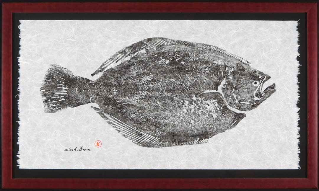JUMBO FLUKE Su-16 ... Signed, Limited Edition, "gyotaku" Lithograph ...