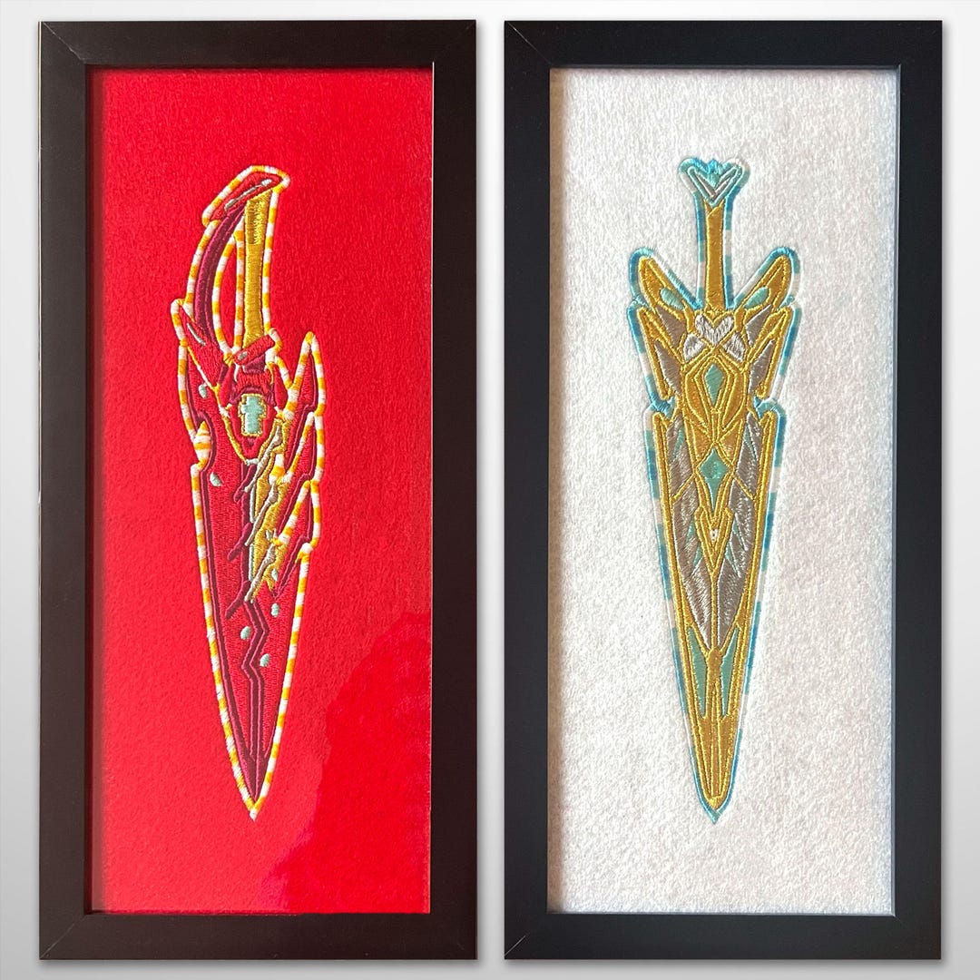 Anime Embroidery Pyra and Mythra Legendary Blades Aegis Sword Wall Art ...