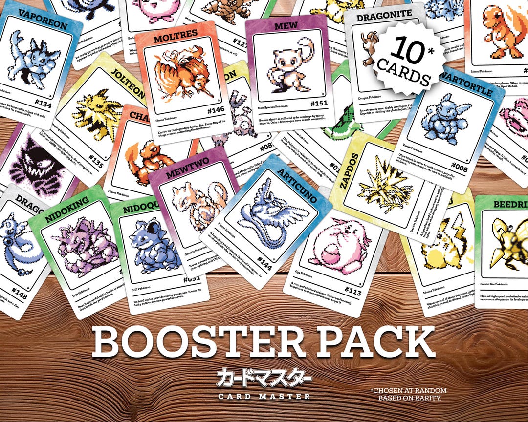 Pokémon Retro Pixel Sprite Trading Collectable 10 Card Booster Packs - Etsy