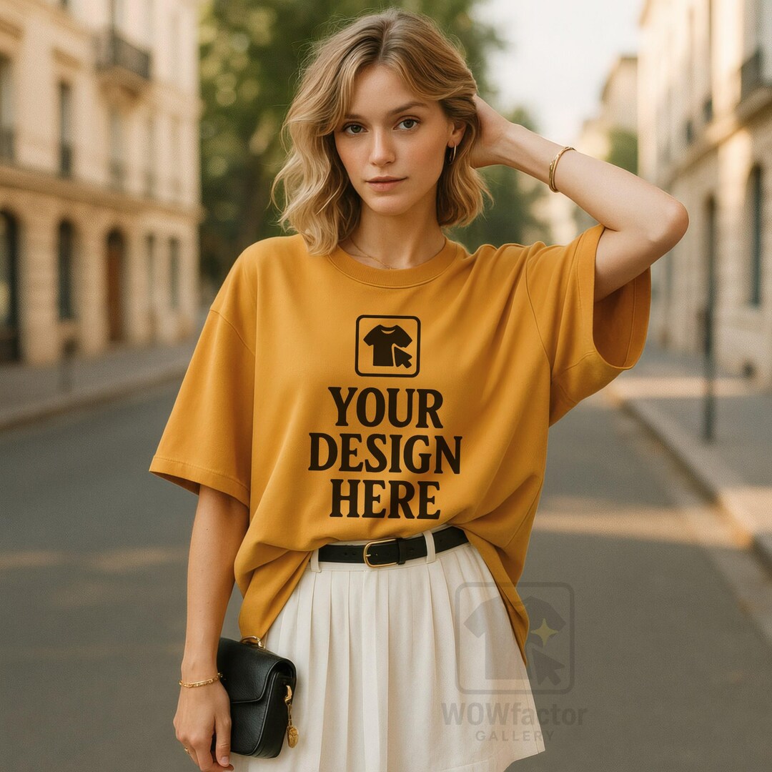 Mustard Comfort Colors 1717 Shirt Mockup, Urban Tshirt Mockup, CC1717 ...