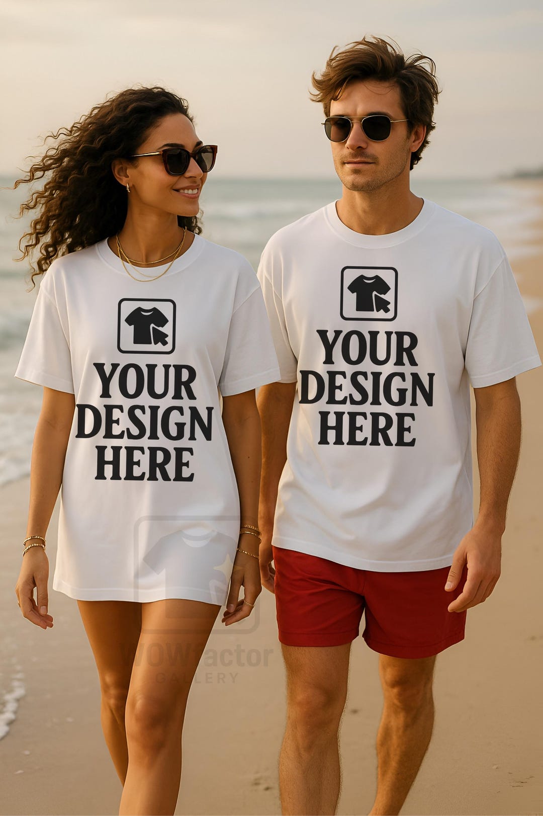 Group Shirt Mockup, White Comfort Colors 1717 Beach Couple Mock Up ...