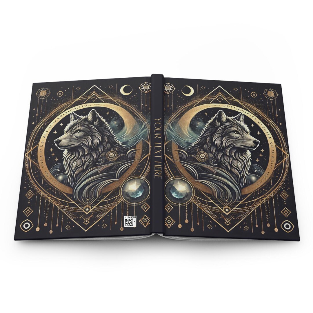 Mystical Wolf Hardcover Journal - 150 Lined Pages, Celestial Black and ...