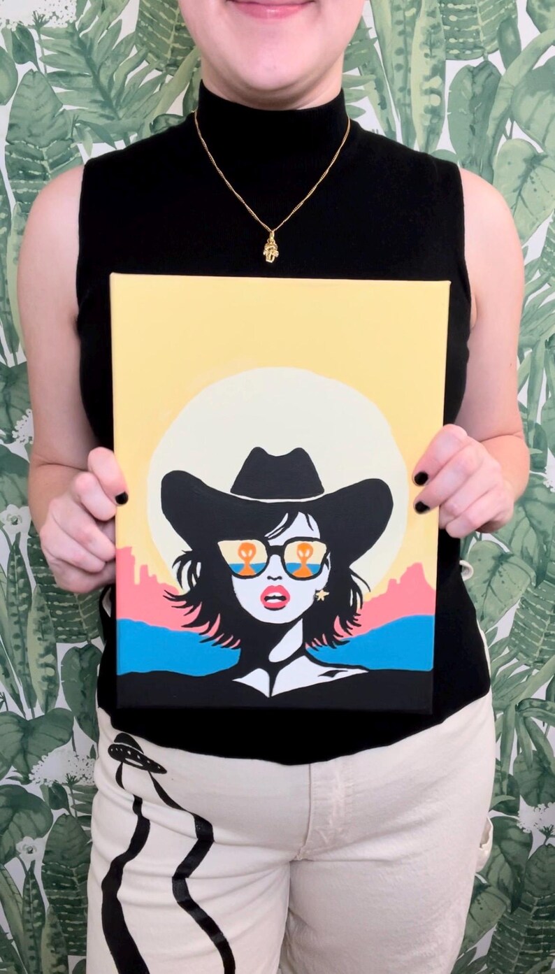 Cosmic Space Cowgirl Print Digital Download Alien Lovers Hand Painted ...