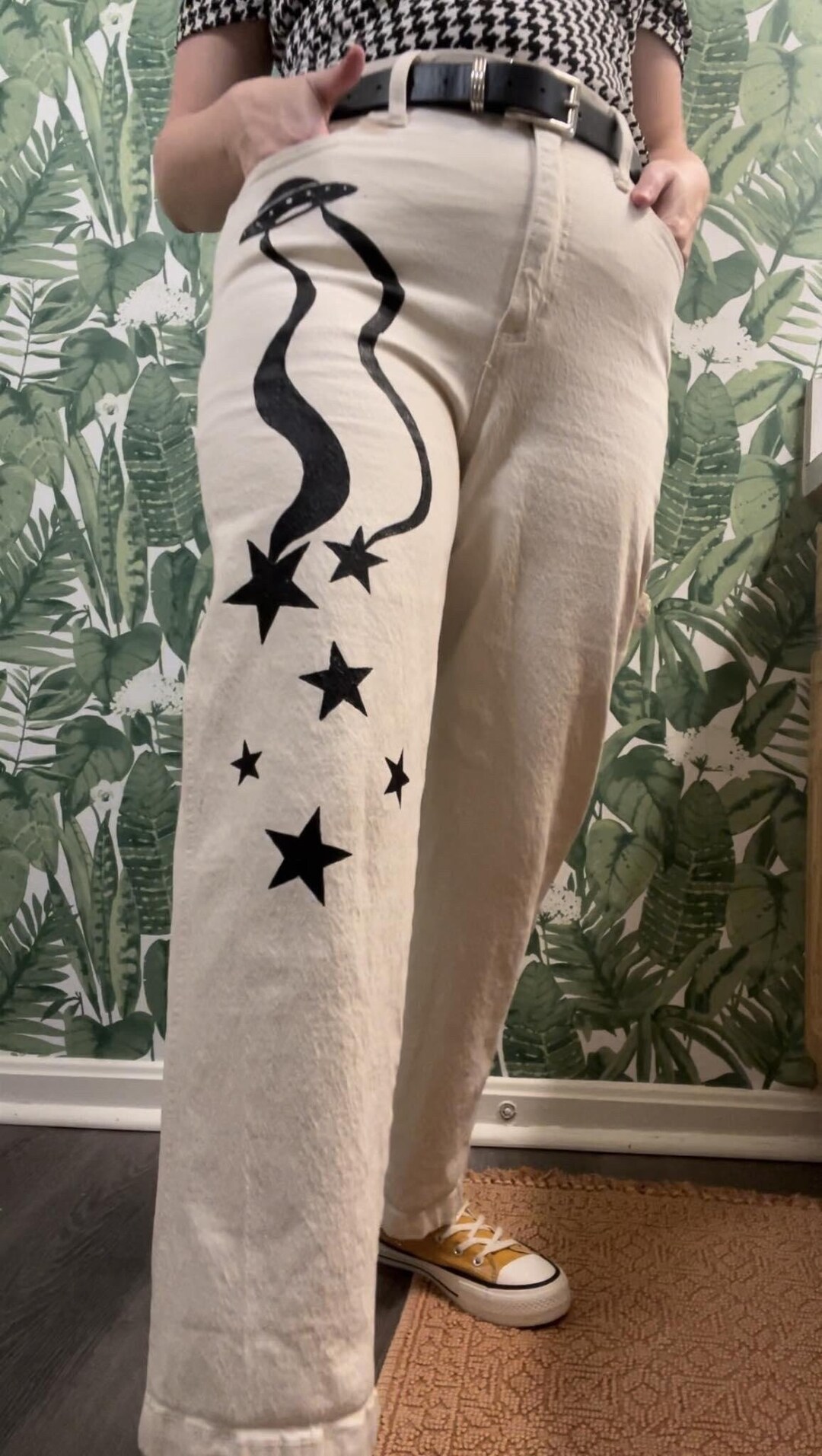 Hand Painted UFO Upcycled Thrifted Pants Cowgirls and Aliens ...