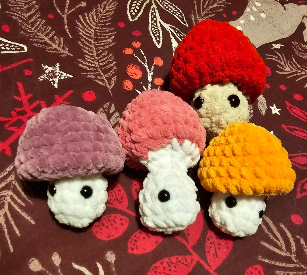 Cute Pop up Plush Amigurumi Mushroom. Available in 5 Colours. Toy ...