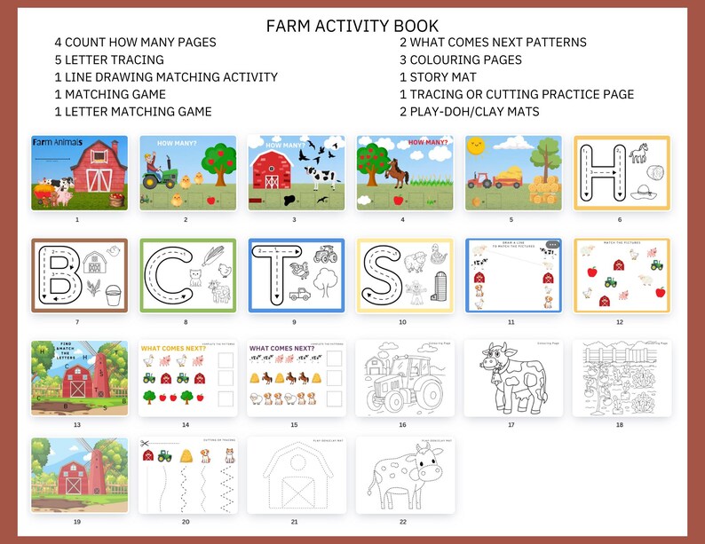 Farm Animal Activity Book - Etsy