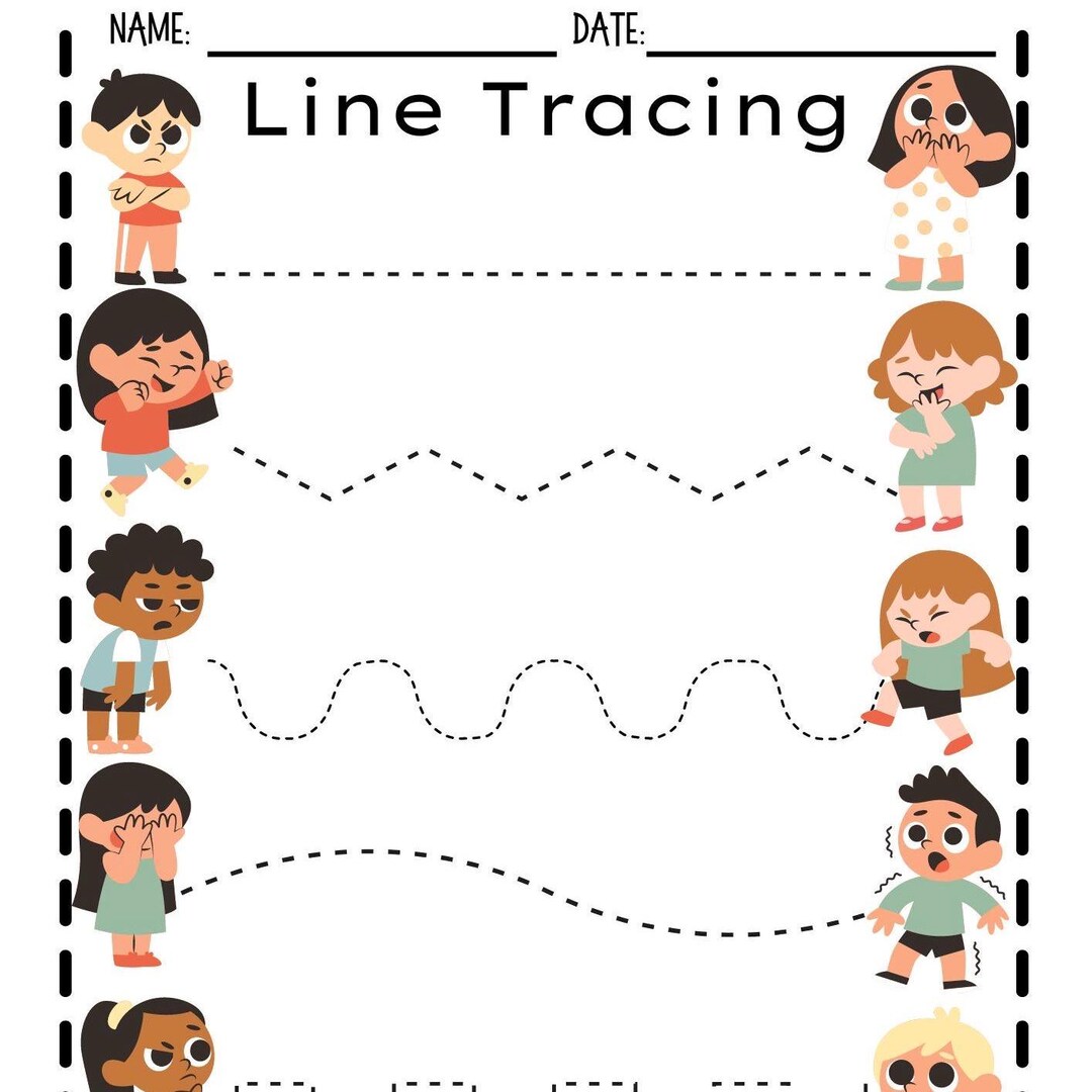 Emotions Line Tracing Practice - Etsy