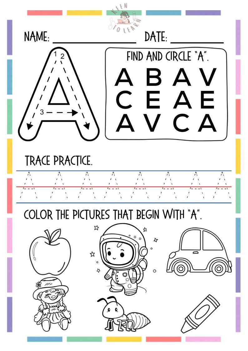 Alphabet Worksheets Pack - Etsy