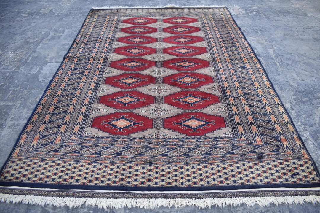 4x6 Red Antique Rug, High Quality Vintage Afghan Handmade Wool Rug ...