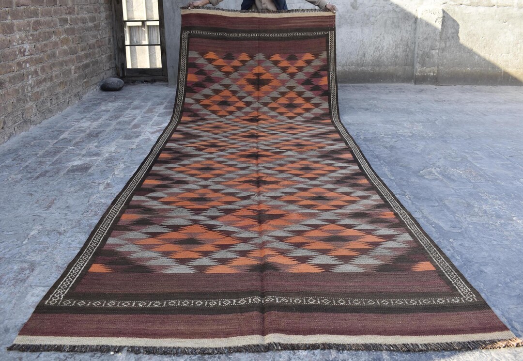 Vintage Afghan Kilim Rug: 5x12 Ft Handwoven Wool Flatweave - Etsy