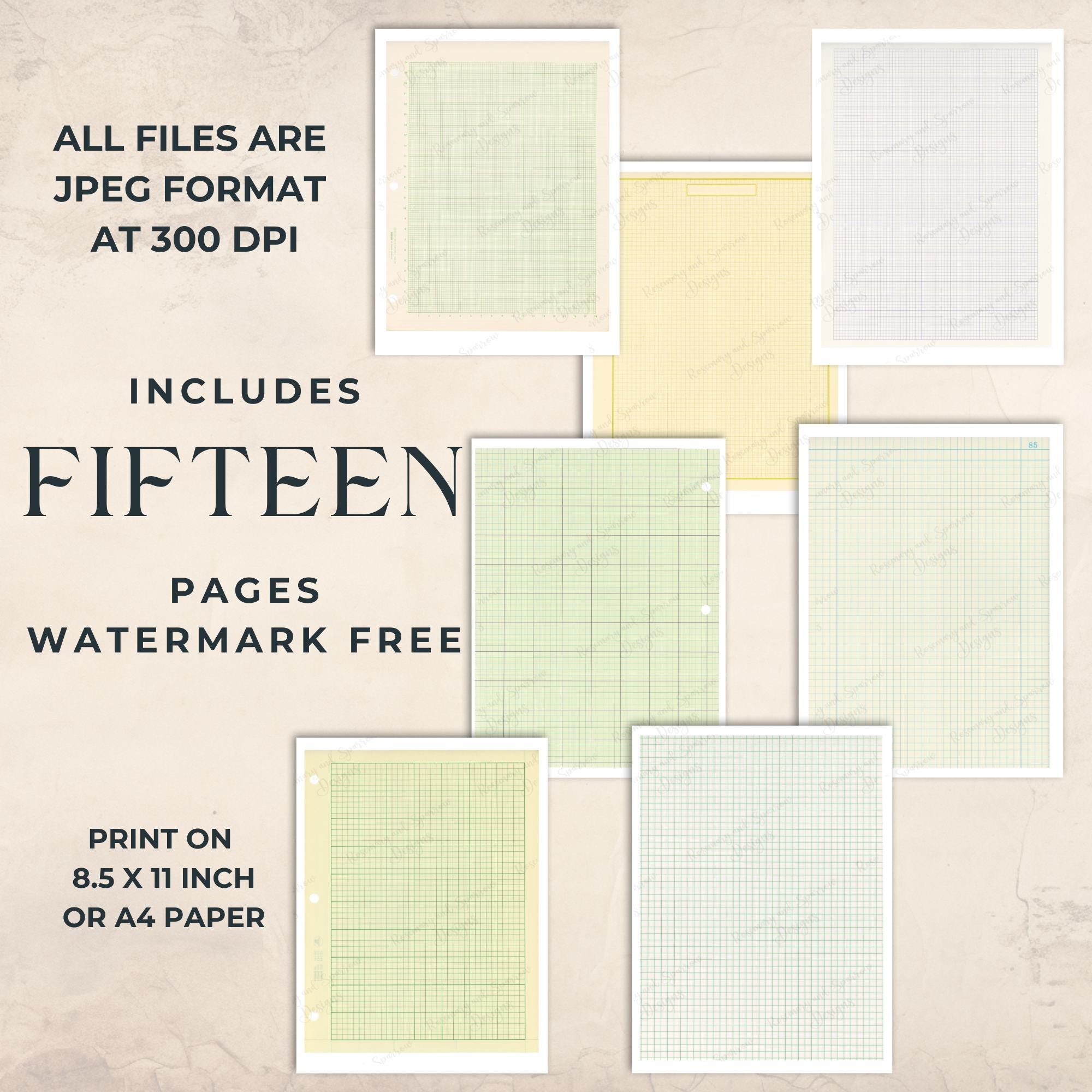 15 Digital Graph Papers | Printable Digital Downloads | Junk Journal ...