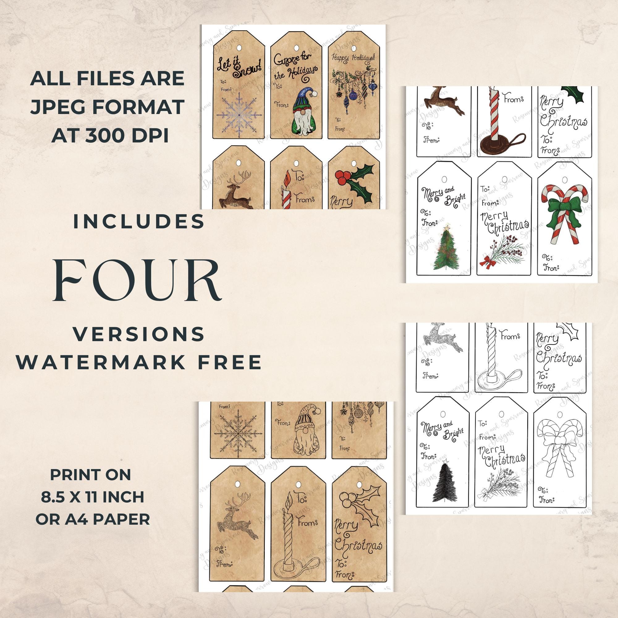 Printable Christmas Gift Tags | 9 Hand Drawn Gift Tags | Present ...