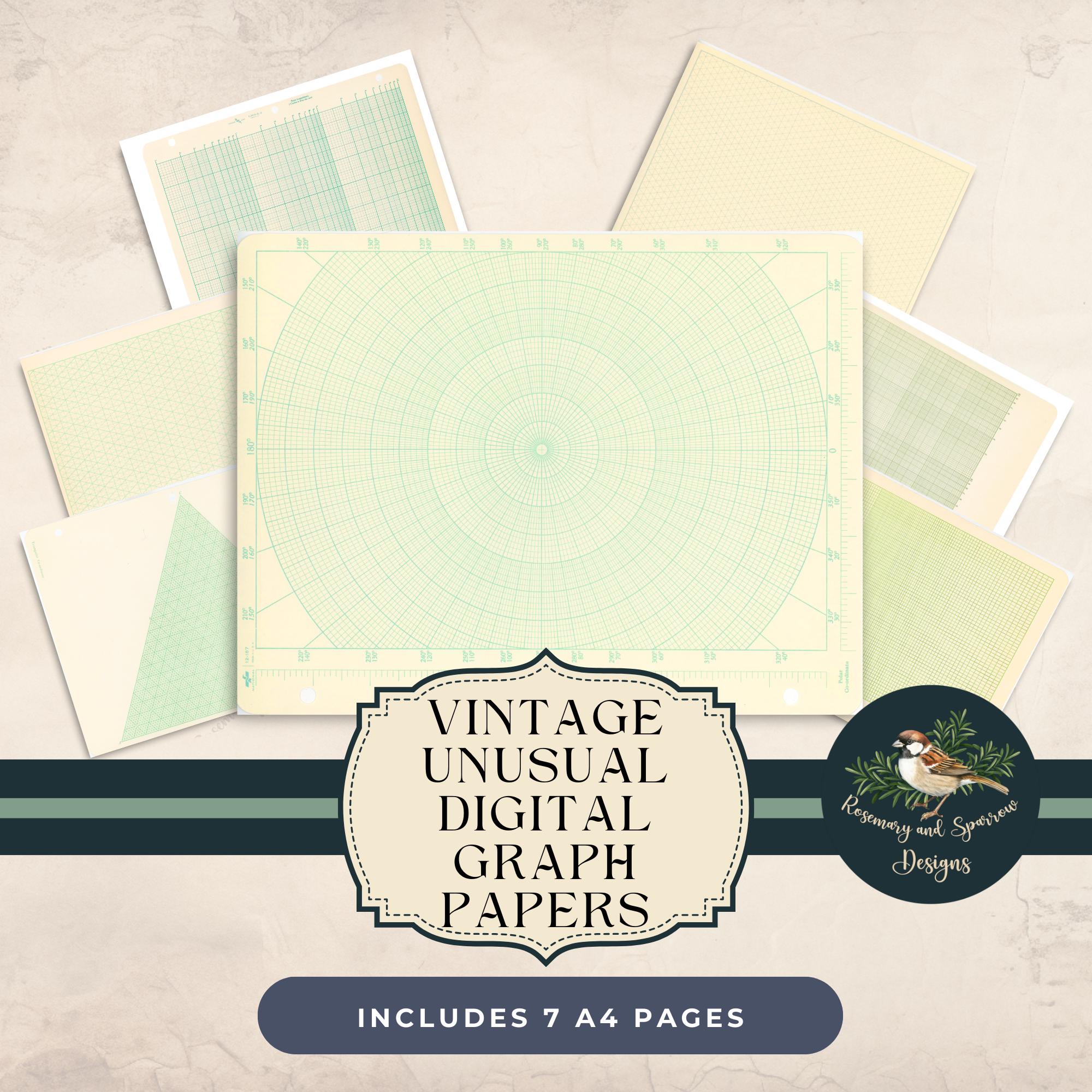 Vintage Unusual Digital Graph Papers | Polar, Isometric, Triangle, Semi ...