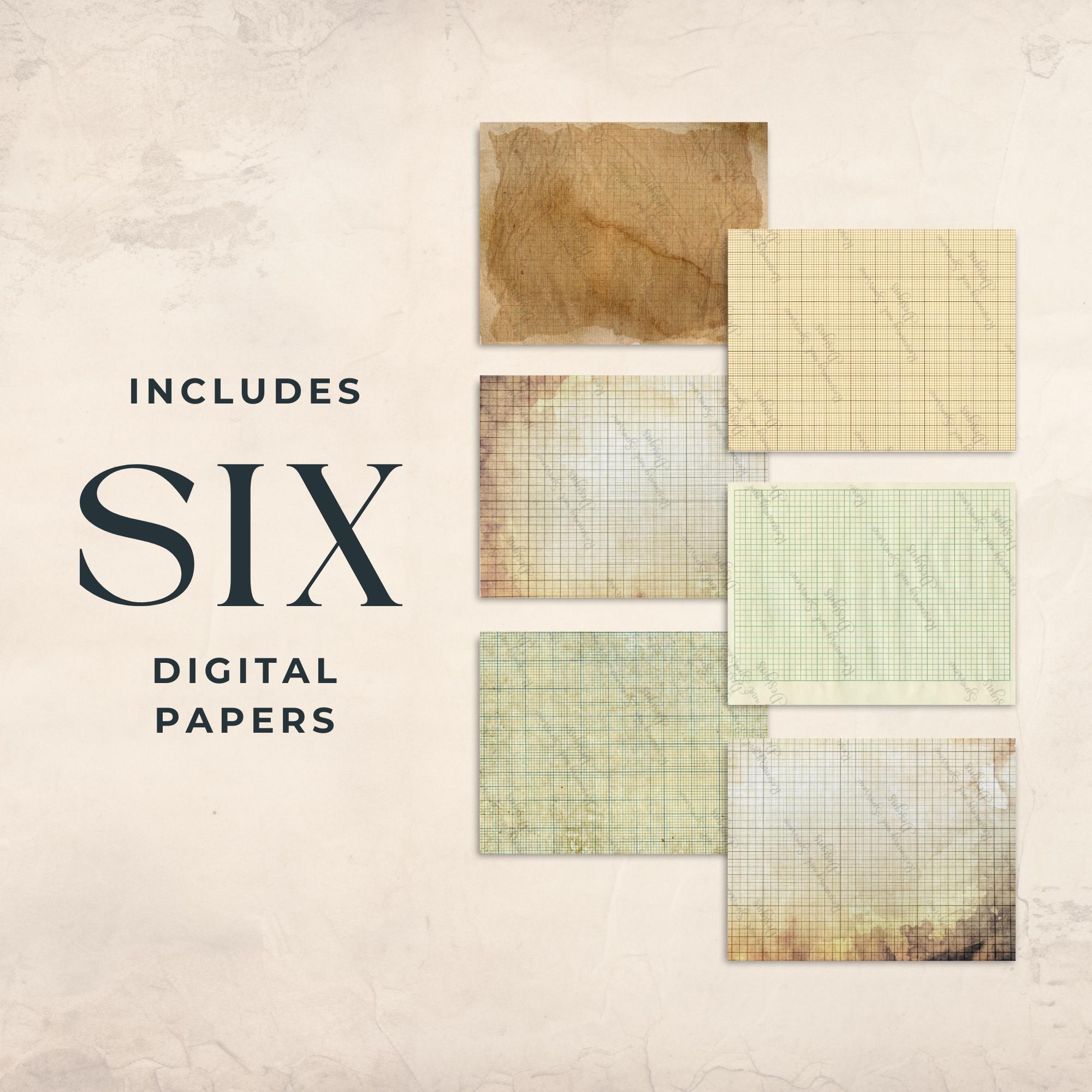 Vintage Grunge Graph Papers 6 Texture Printable Digital Downloads Junk ...