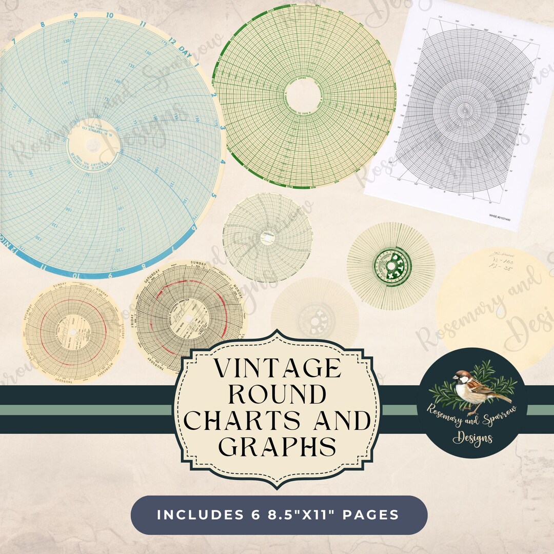 Vintage Round Charts and Graphs | 6 Texture Printable Digital Downloads ...