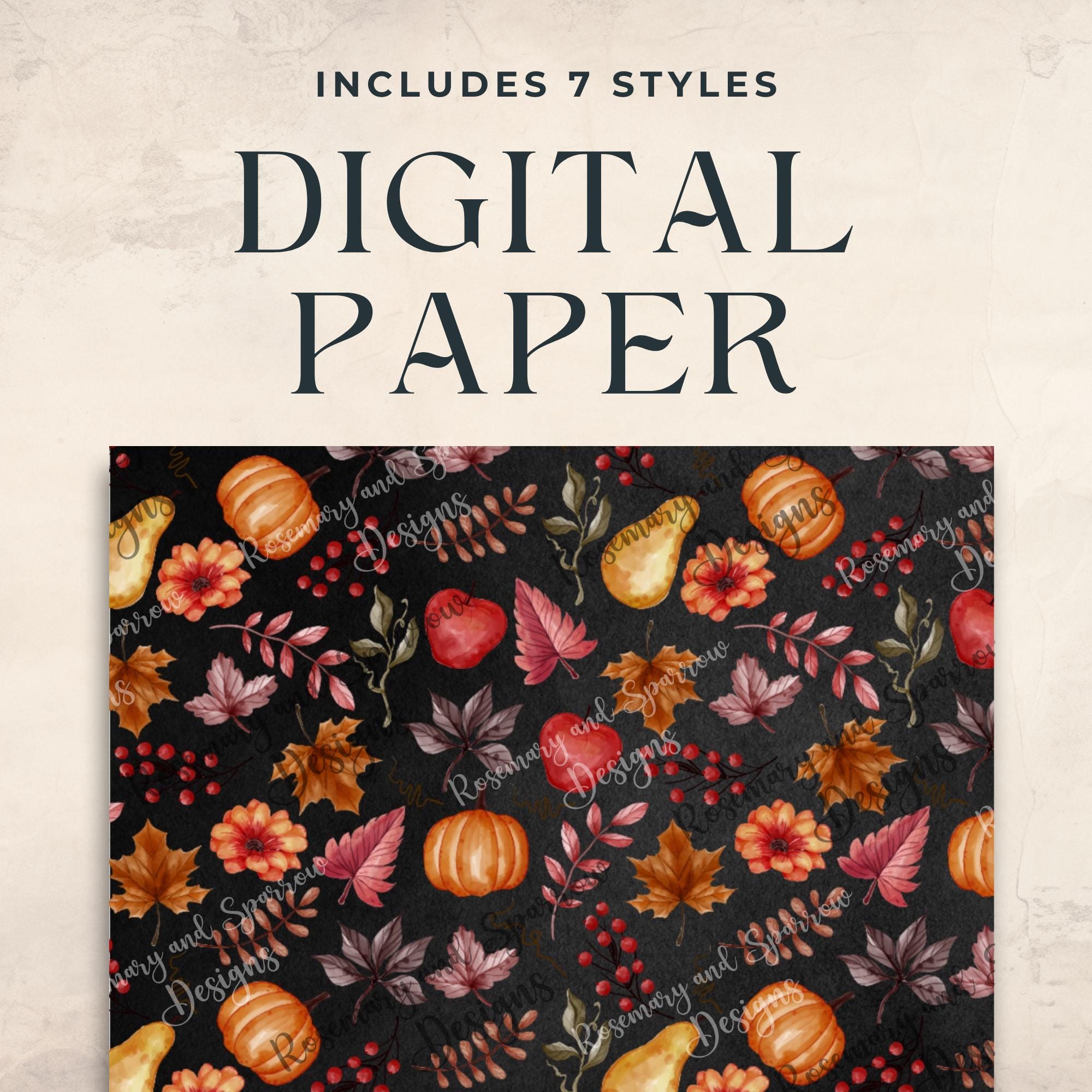 Fall Dark Digital Papers | Watercolor Printable Digital Download | Junk ...