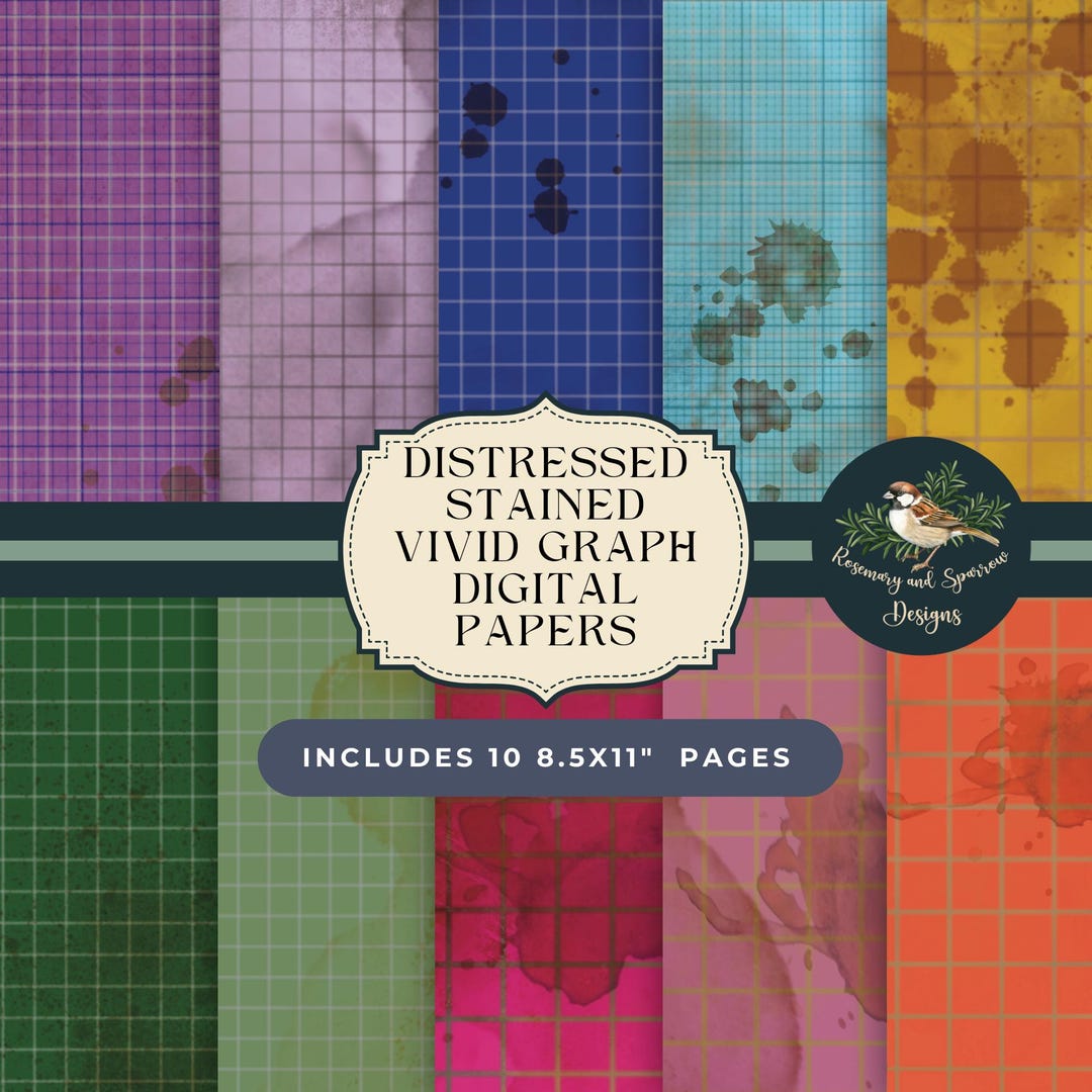 Distressed Stained Vivid Graph Digital Papers | 10 Texture Digital ...
