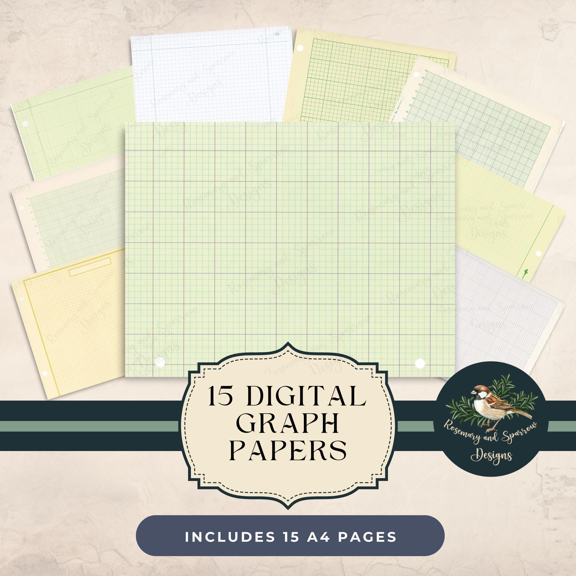 15 Digital Graph Papers | Printable Digital Downloads | Junk Journal ...