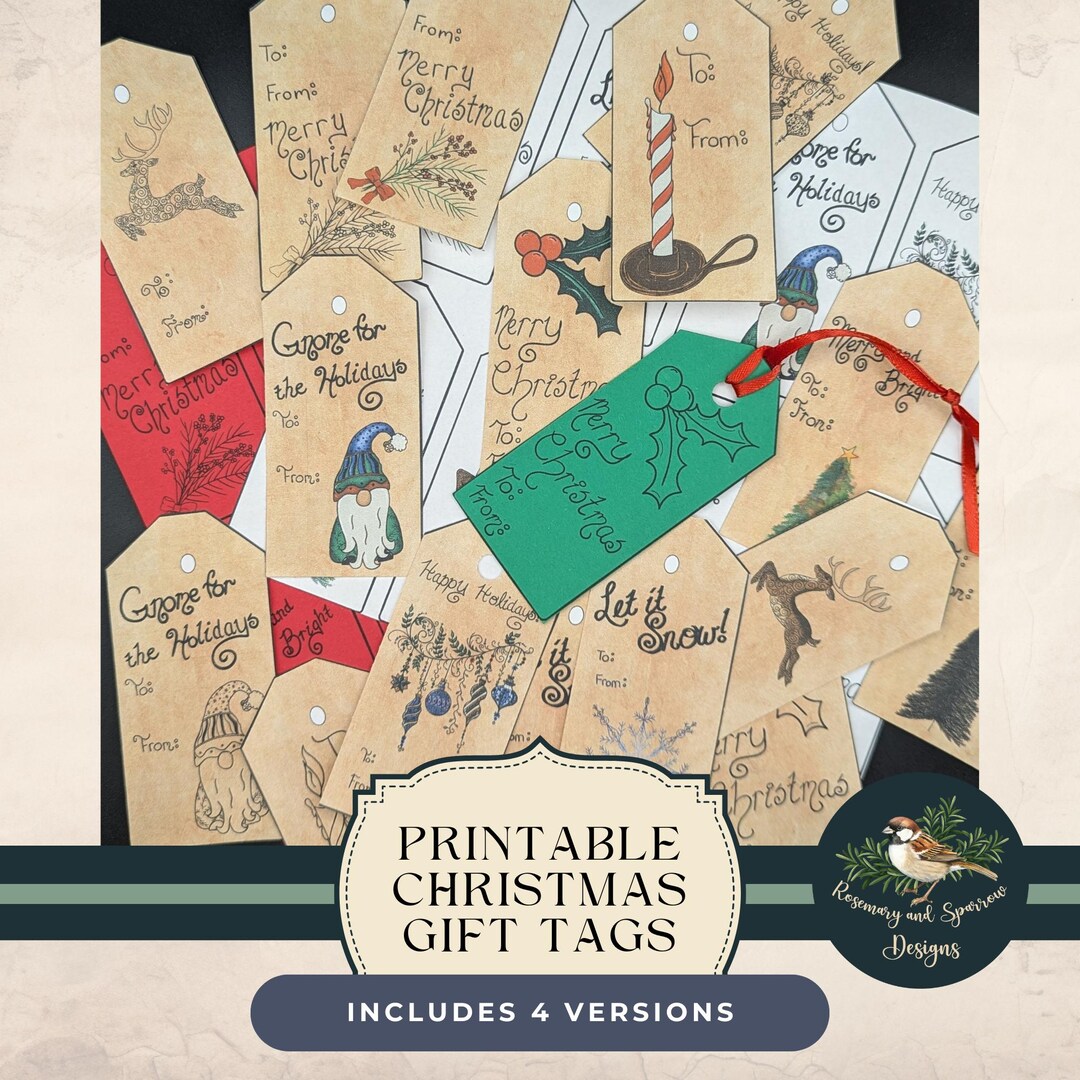 Printable Christmas Gift Tags | 9 Hand Drawn Gift Tags | Present ...