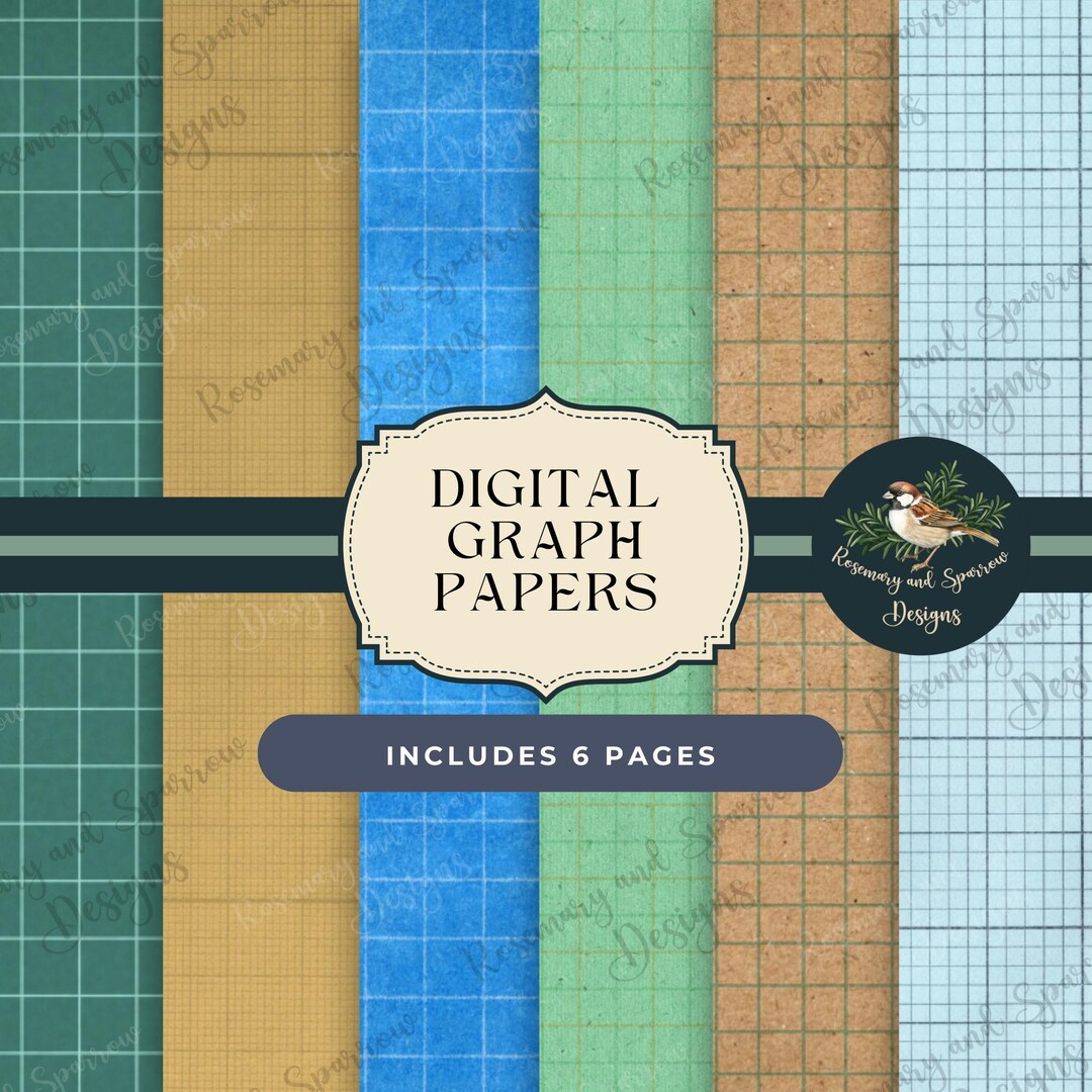 Digital Graph Papers | 6 Vintage Printable Digital Download | Junk ...