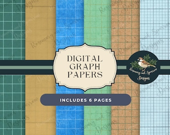 Vintage Grunge Graph Papers | 6 Texture Printable Digital Downloads ...