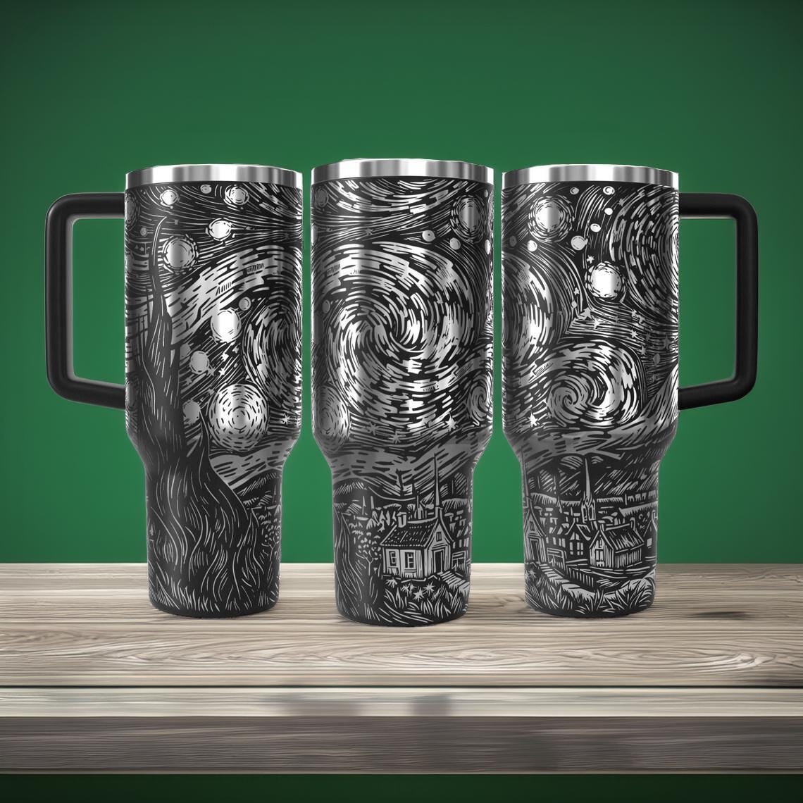 Starry Night Laser Engraved 40 Oz Stainless Steel Tumbler - Etsy