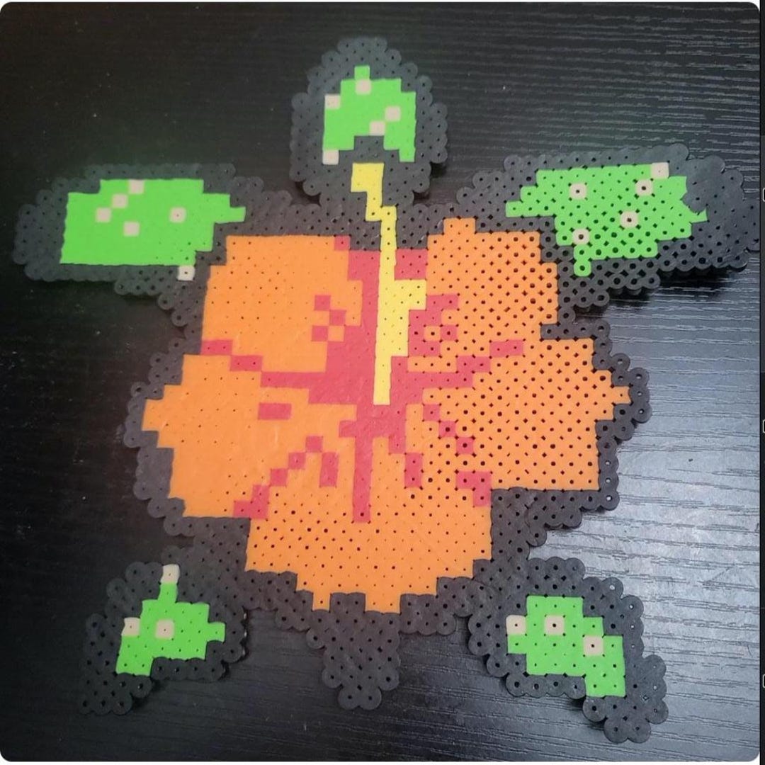Perler Bead Hibiscus Turtle - Etsy