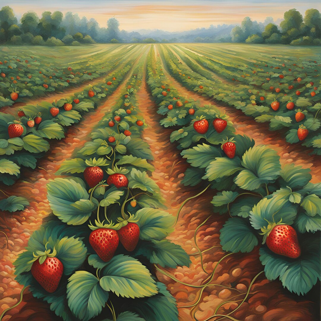 Strawberry Field | Digital Art | Ai Generated Art - Etsy