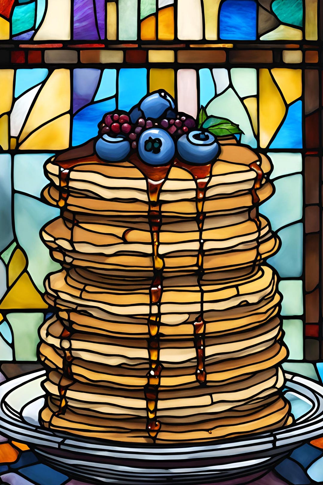 Stained Glass Pancake | Digital Art | Ai Generated Art - Etsy