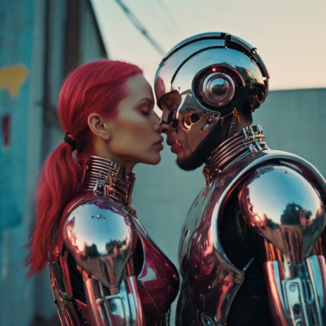 Cyborg Love 2024 100 Futuristic AI & Robot T-shirt Designs Sci-fi Digital Download for Apparel ...