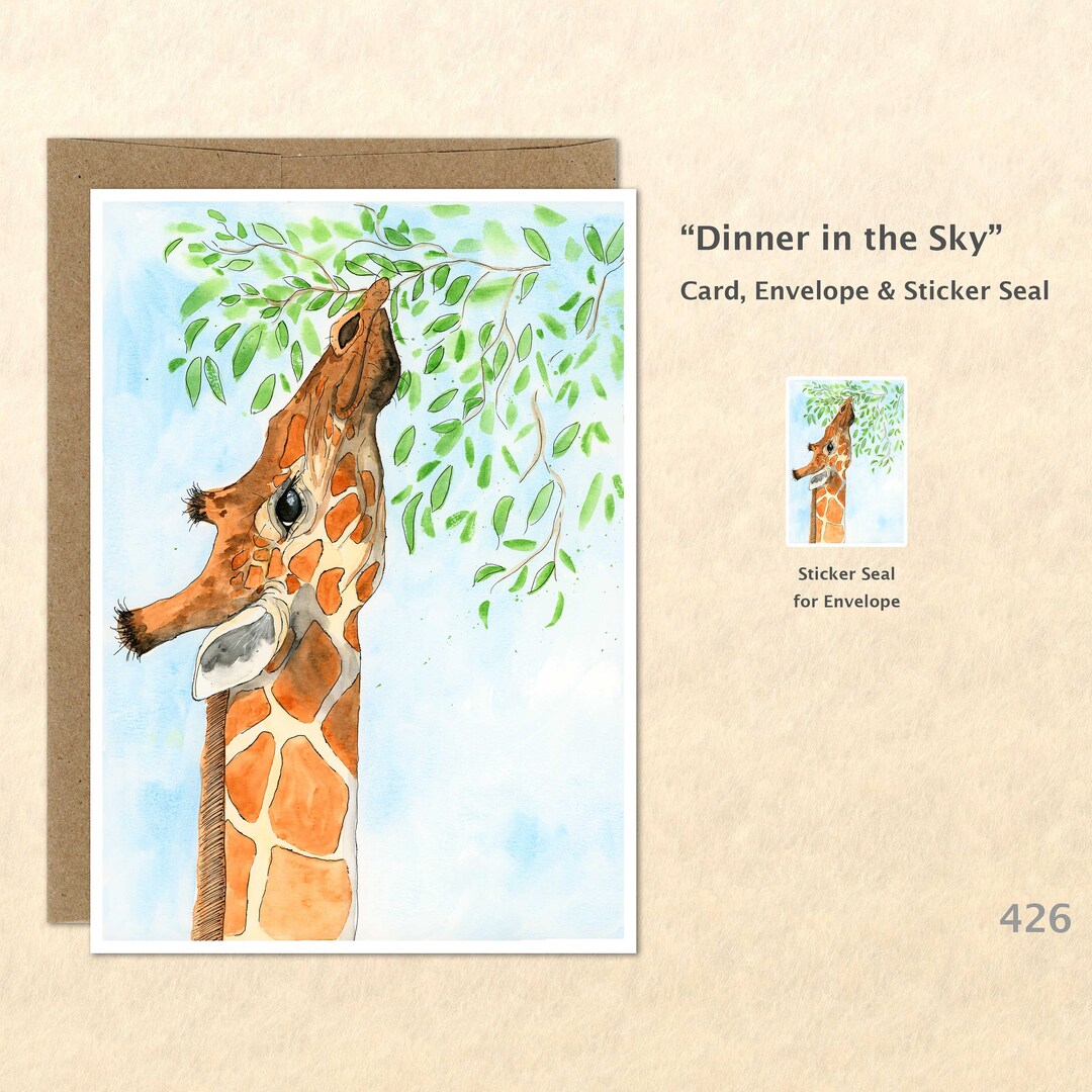 Giraffe Note Card Animal Card Wildlife Card African Animal Card Blank ...
