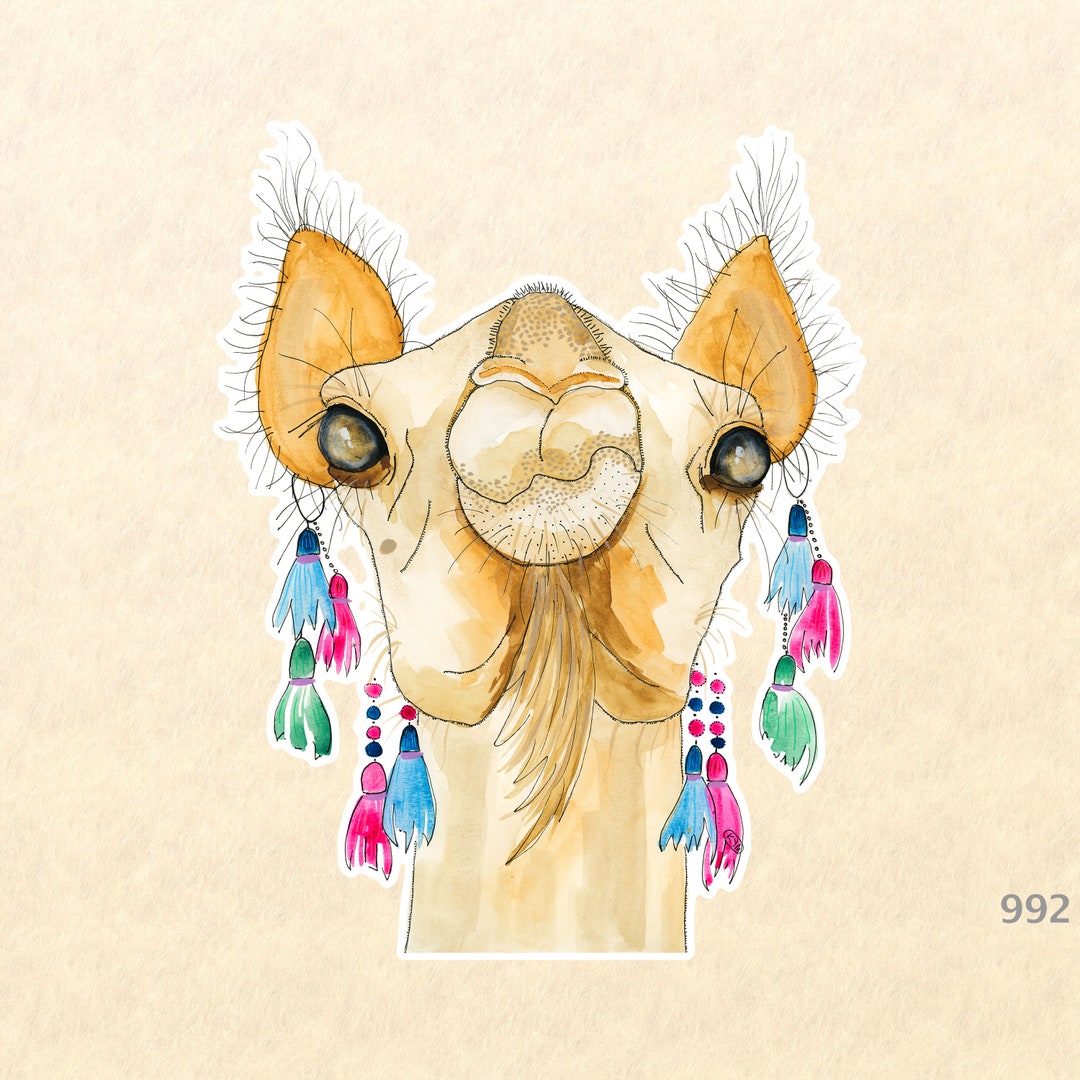 Kamel Aufkleber VerziertEs Kamel mit Ohrringen Sticker Niedliche Tier ...