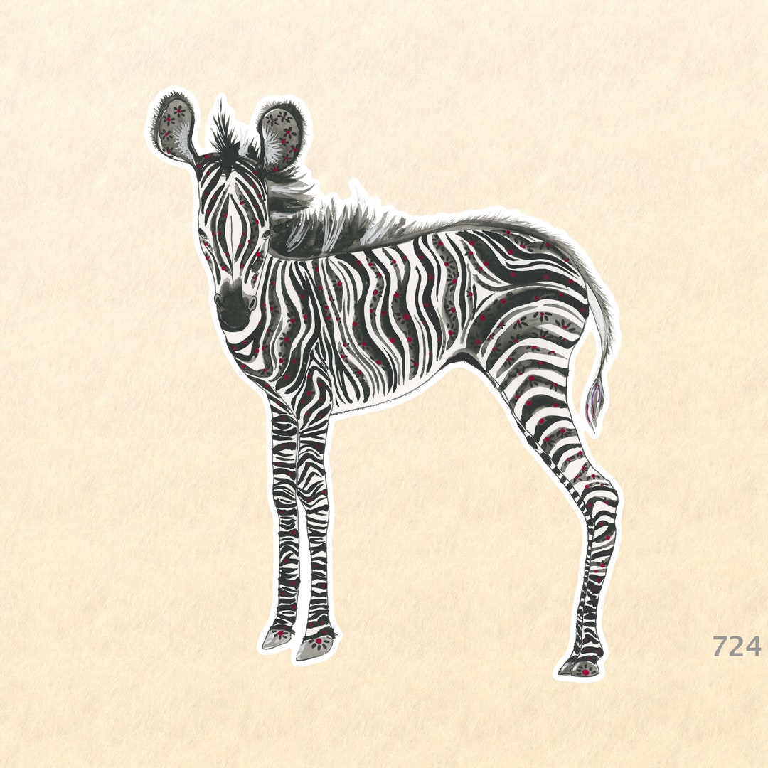 Baby Zebra Sticker Cute Baby Animal Stickers Watercolor Art Sticker ...
